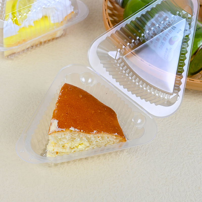 Triangular cake food dessert hinge box plastic box - briwellpack