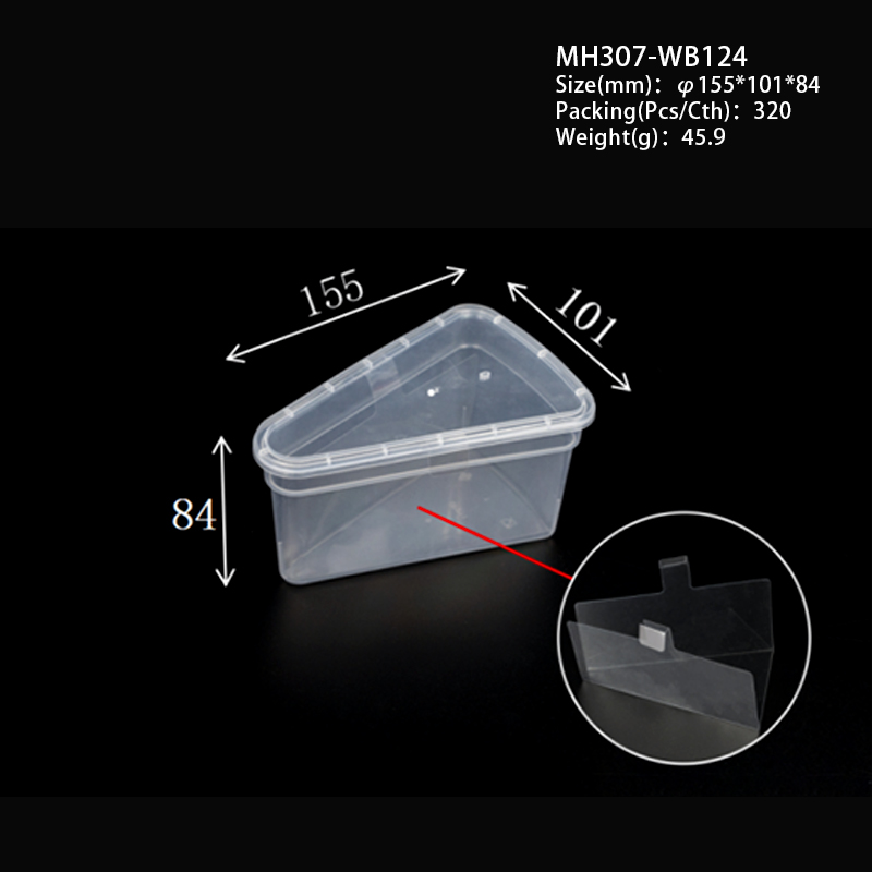 Injection molded sandwich triangular cake dessert pastry packaging box ...