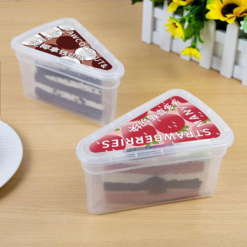 Injection molded sandwich triangular cake dessert pastry packaging box ...