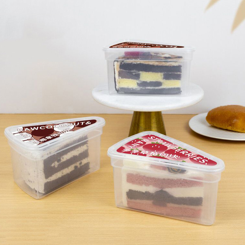 Injection molded sandwich triangular cake dessert pastry packaging box ...