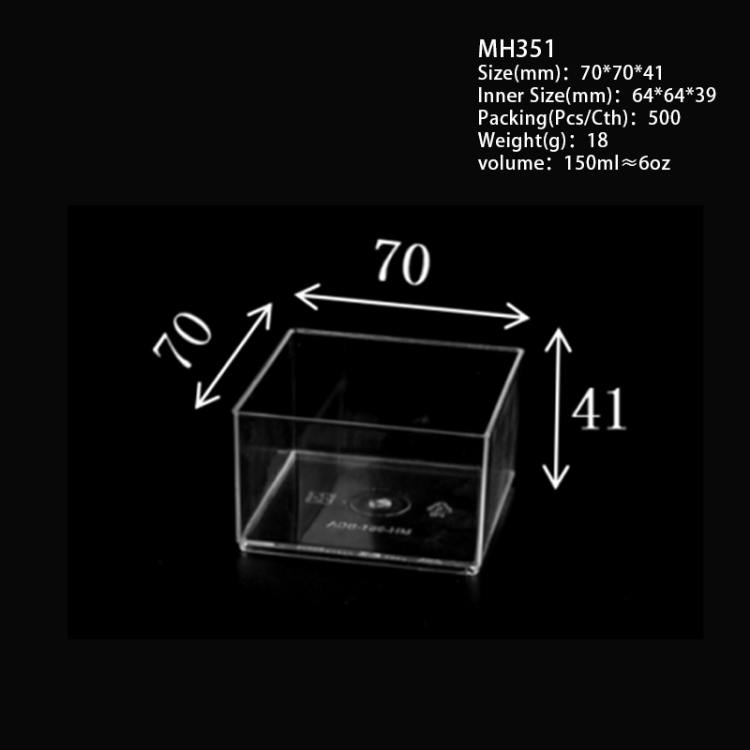 Tiramisu box PS Packaging Hard box with lid 450ml storage square clear ...
